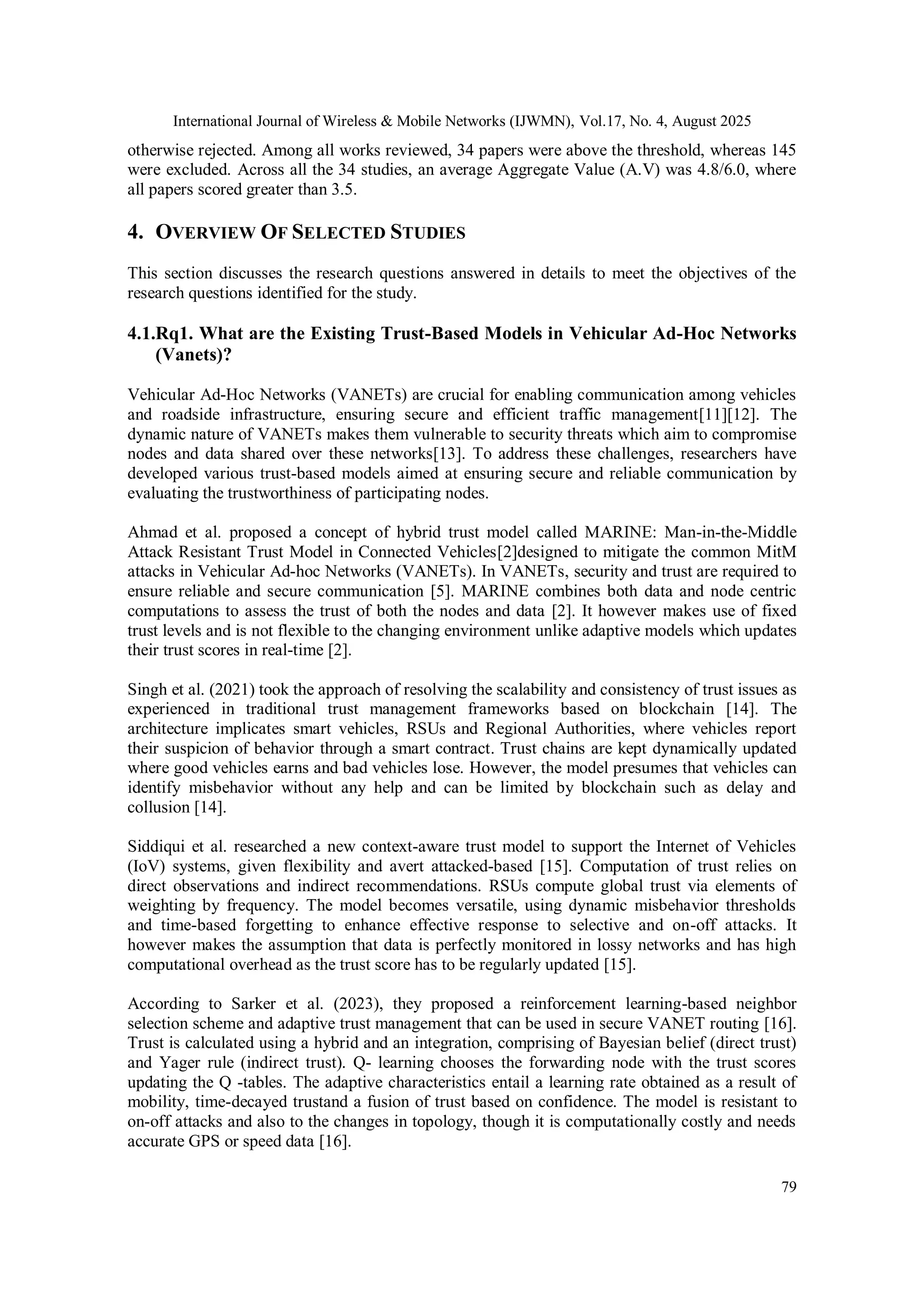SYSTEMATIC REVIEW OF VEHICULAR AD-HOC NETWORKS TRUST-BASED MODELS | PDF