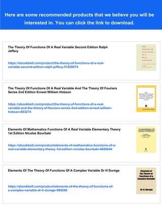 Theory Of Functions Of A Real Variable Shlomo Sternberg | PDF