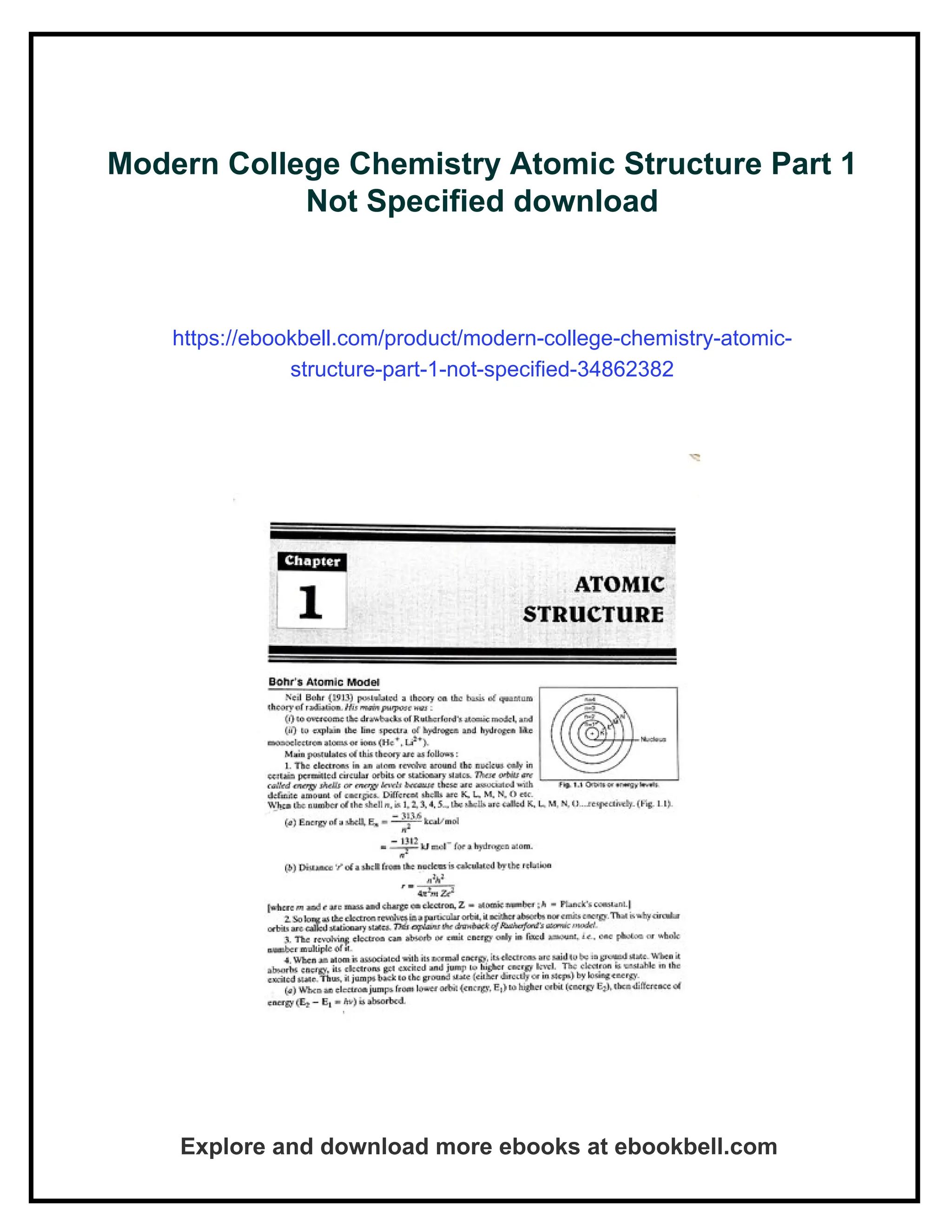 Modern College Chemistry Atomic Structure Part 1 Not Specified | PDF
