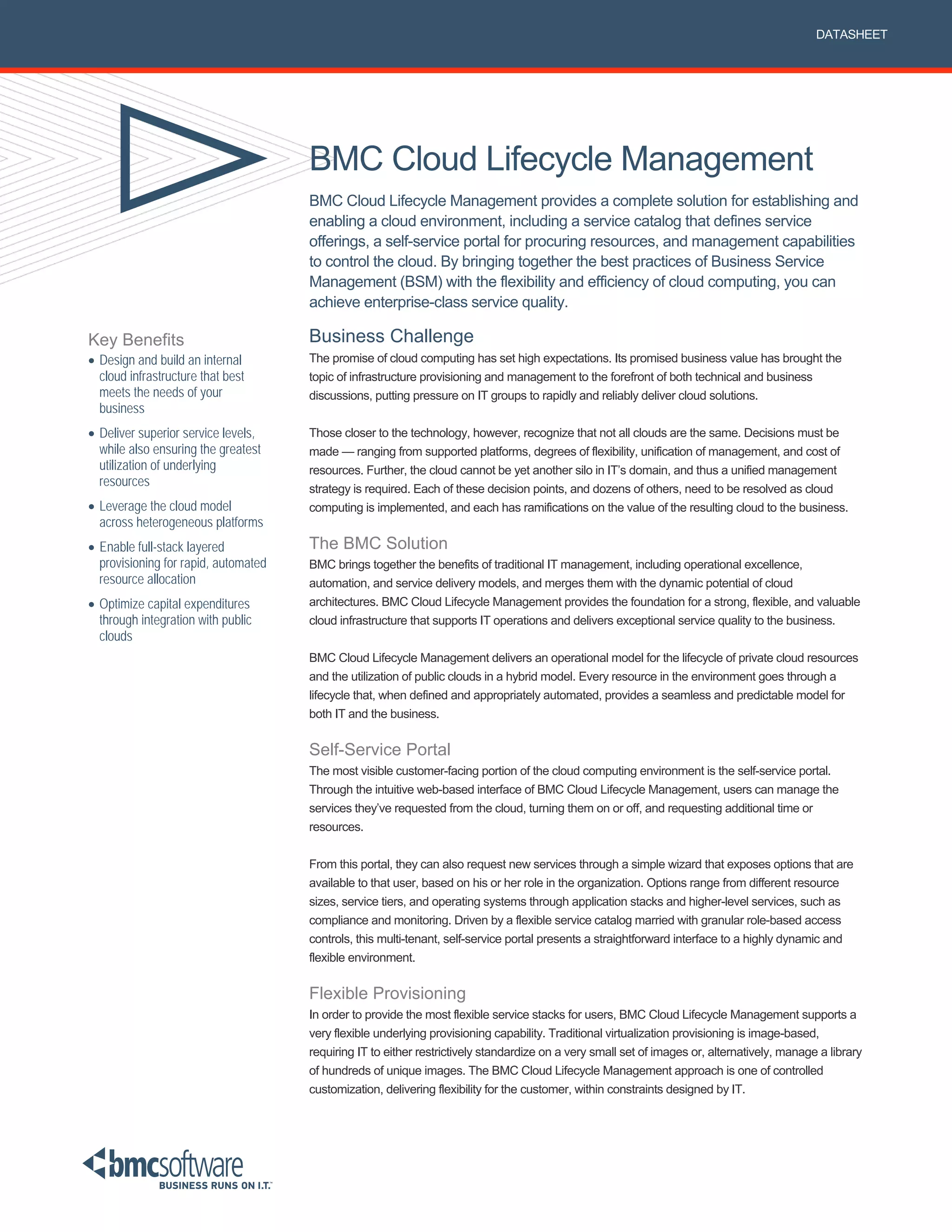 BMC Cloud Lifecycle Management Datasheet | PDF | Free Download