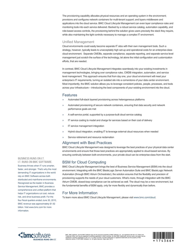 Bmc Cloud Lifecycle Management Datasheet Pdf
