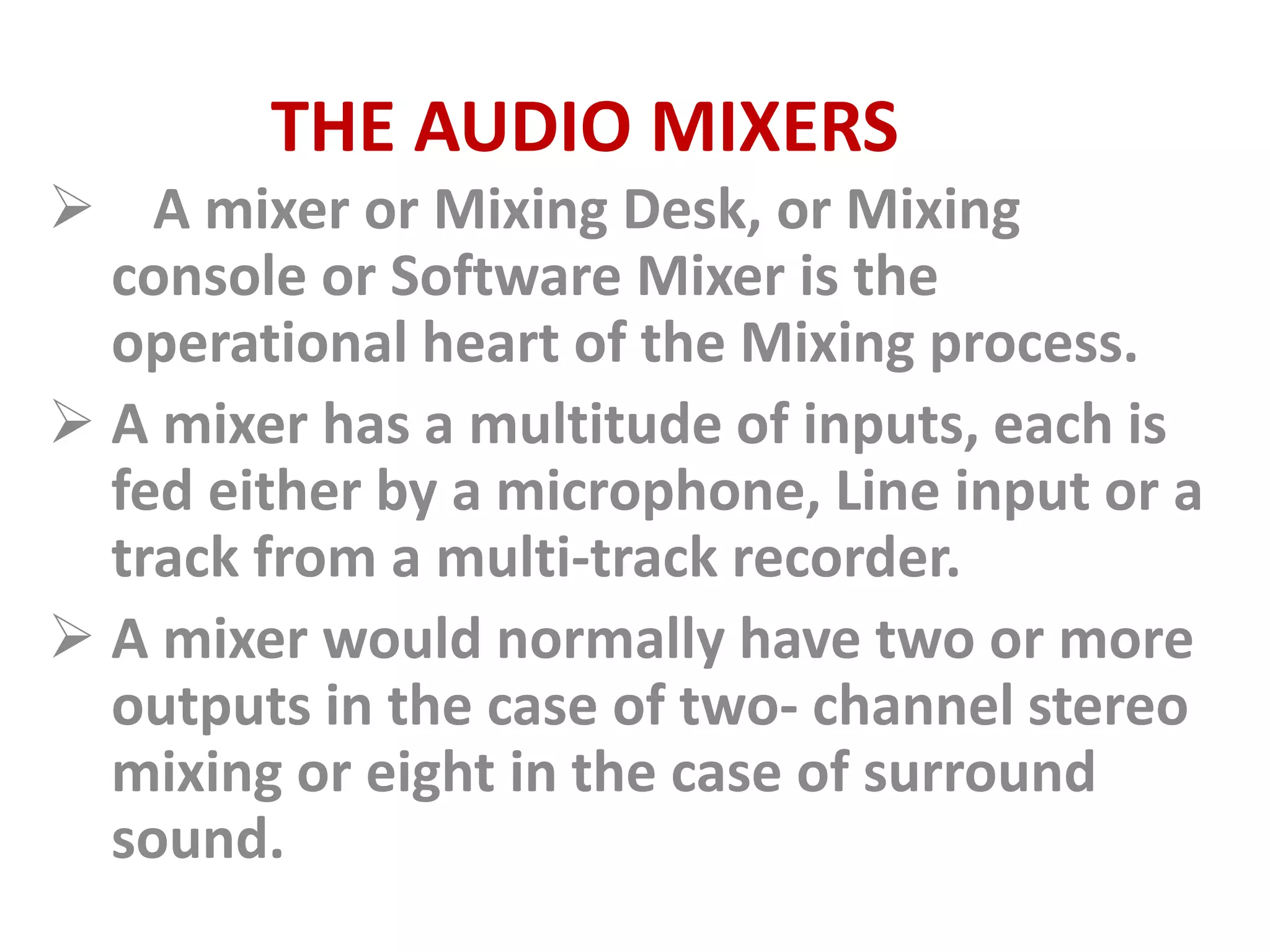 Sound Engineering introduction to mixers | PPT | Digital Audio ...