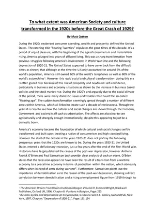 To What Extent was American Society and Culture Transformed In The ...