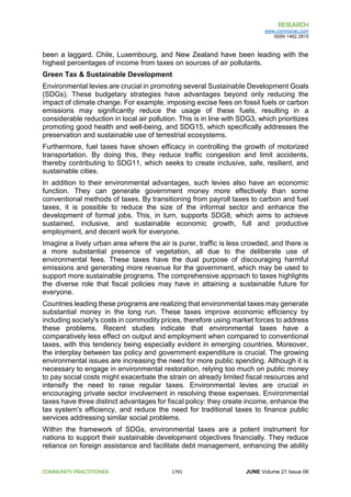 GREEN TAXES POLICY IN AID TO SUSTAINABLE DEVELOPMENT & HUMAN HEALTH | PDF