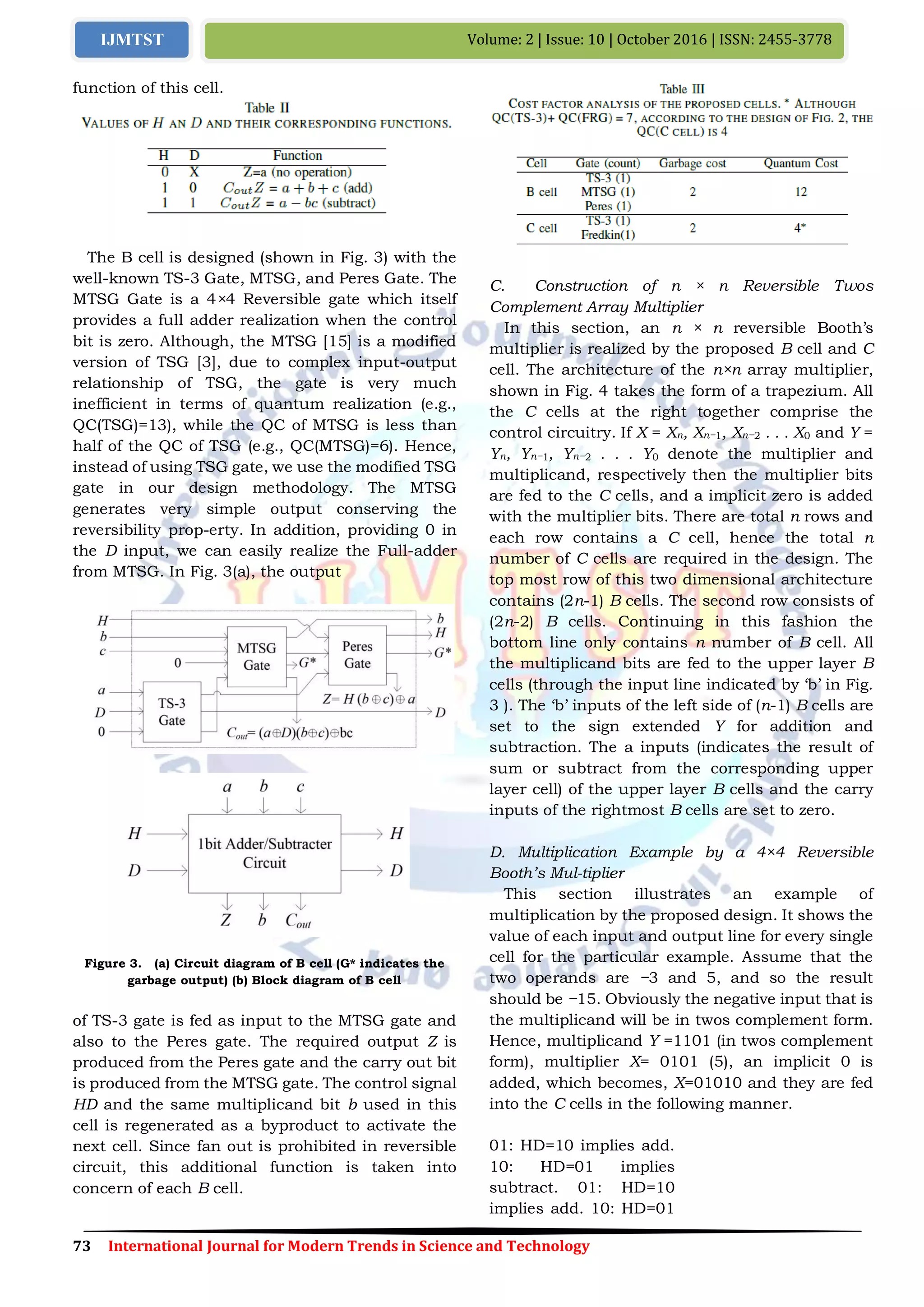 Low Power Implementation of Booth’s Multiplier using Reversible Gates | PDF