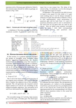 Low Power Implementation of Booth’s Multiplier using Reversible Gates | PDF