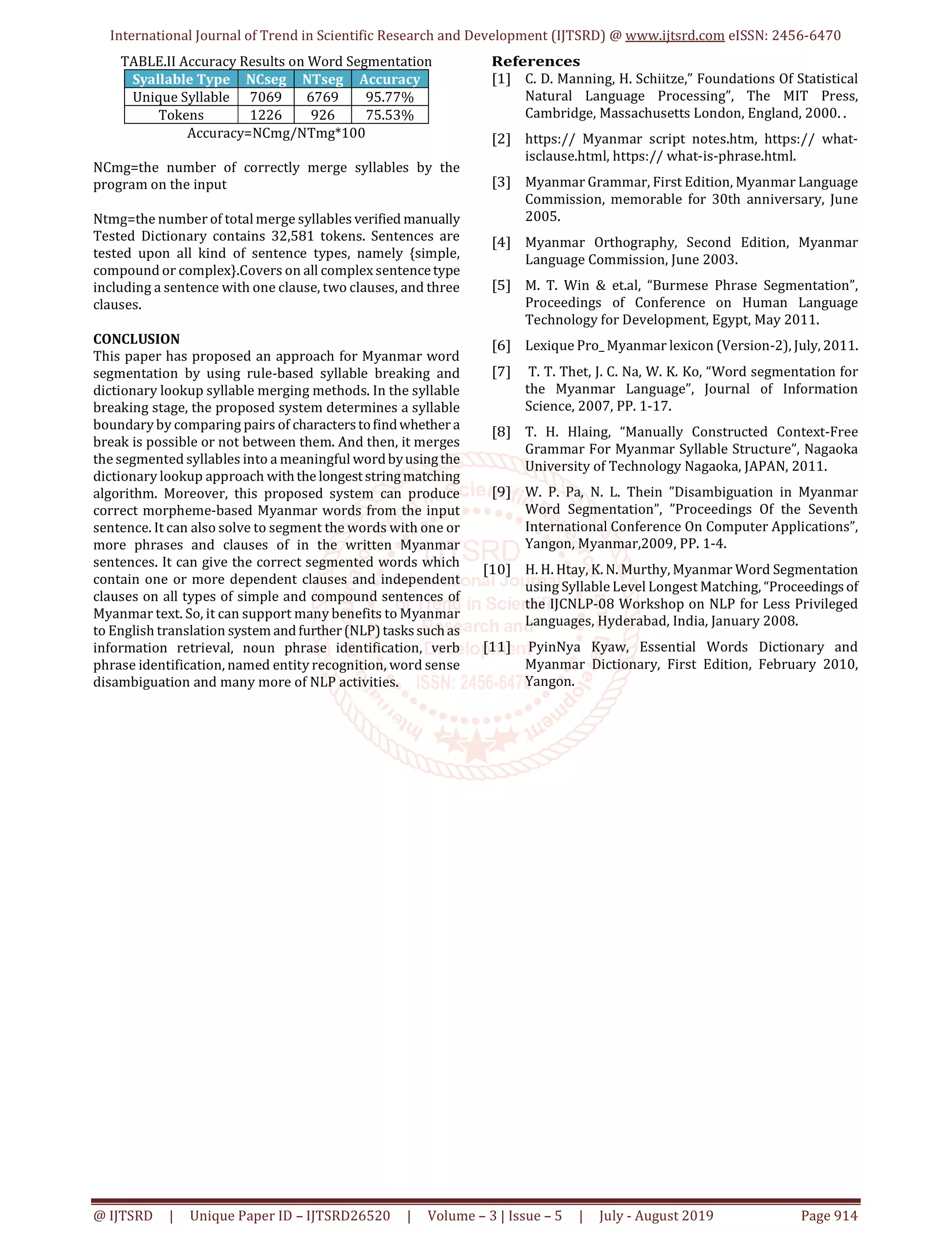 Morpheme Based Myanmar Word Segmenter Pdf Technology And Computing