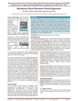 Morpheme Based Myanmar Word Segmenter | PDF