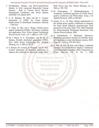 Role of UPQC in Distributed Generation Power System: A Review | PDF | Power and Energy Industry ...