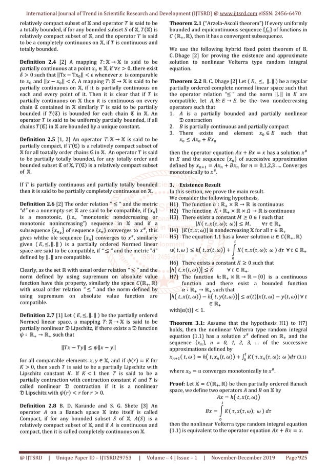 The Existence Of Approximate Solutions For Nonlinear Volterra Type Random Integral Equations Pdf