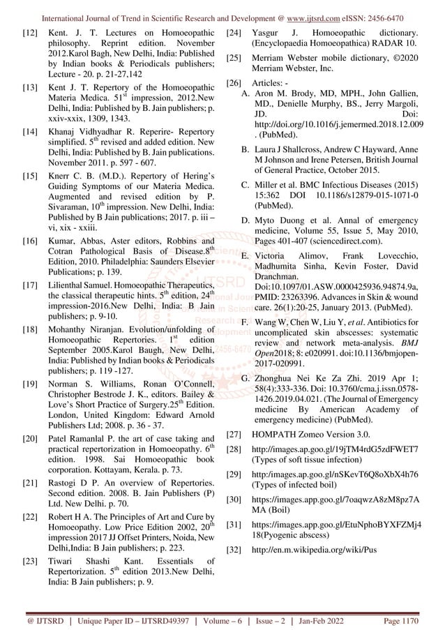 Utility of Homoepathic Medicines in Cases of “Cuteneous Suppuration ...