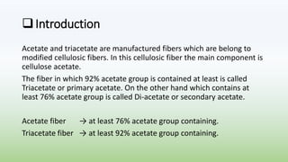 Acetate and Triacetate fiber | PDF