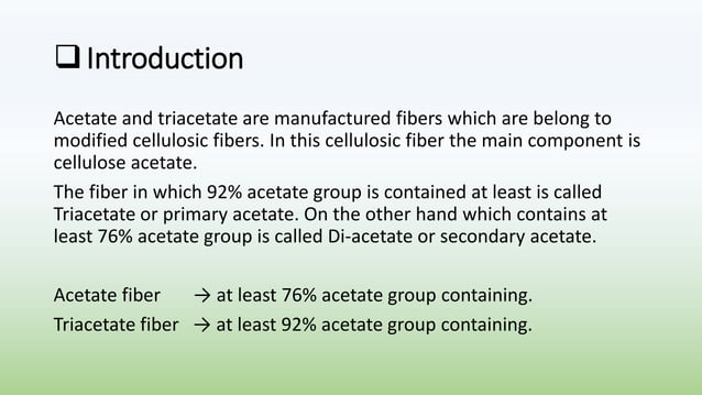 Acetate and Triacetate fiber | PDF