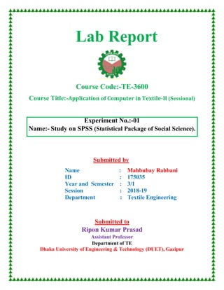 175035 spss lab-01 | PDF