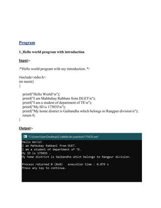 175035 cse lab 01 | PDF | Programming Languages | Computing