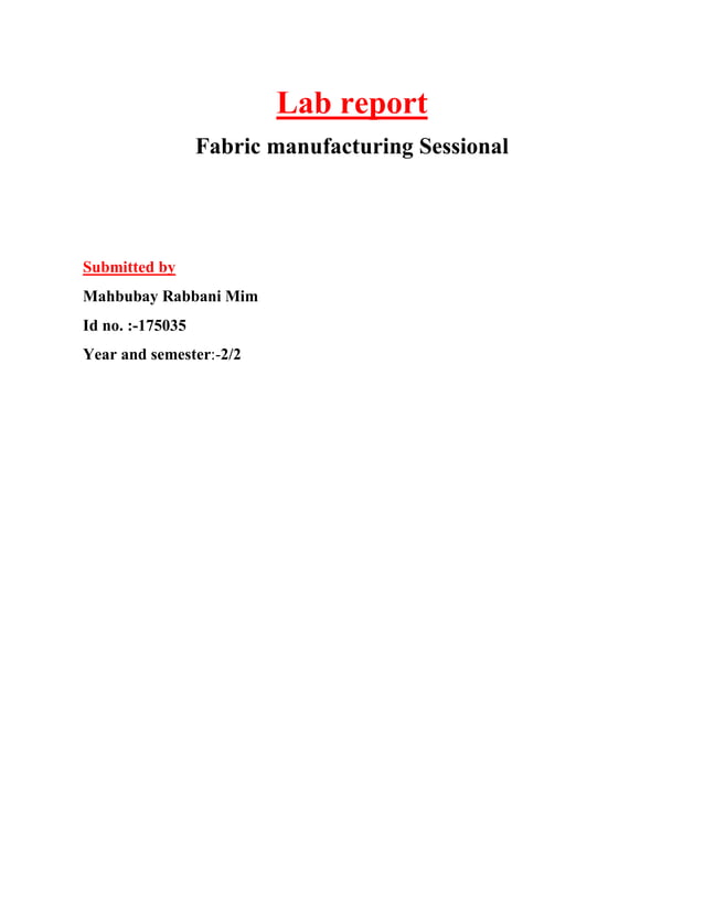 175035 fabric lab report | PDF | Needlework | Arts and Crafts