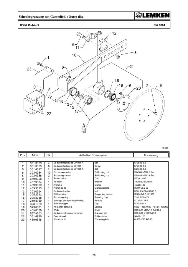 Lemken rubin 9-400-combi-liner parts catalog