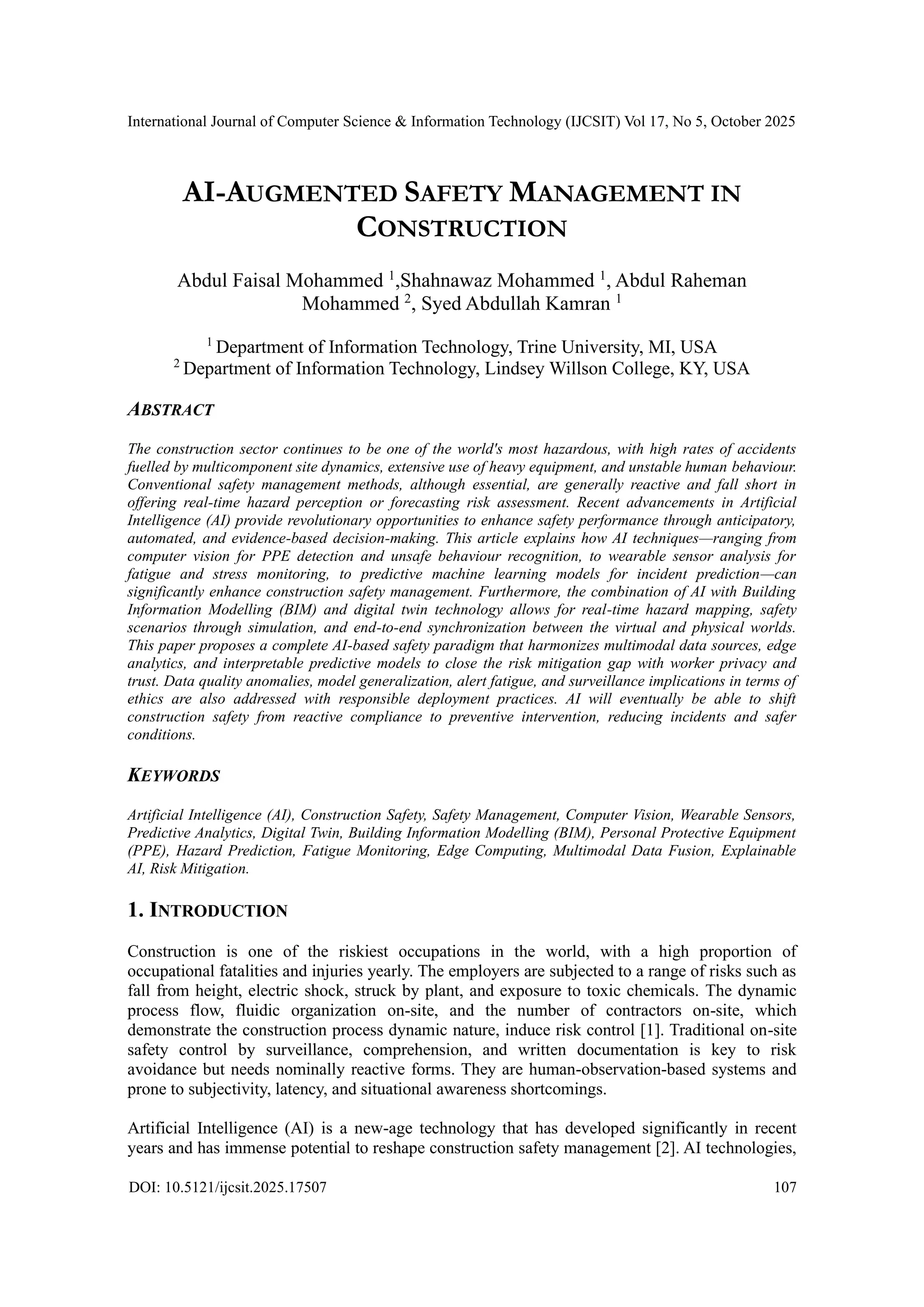 AI-AUGMENTED SAFETY MANAGEMENT IN CONSTRUCTION | PDF