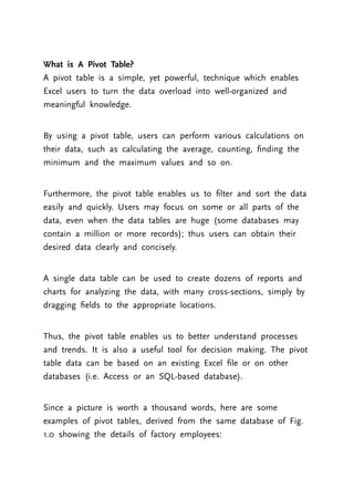 Excel Pivot Tables Charts A Step By Step Visual Guide Wright | PDF