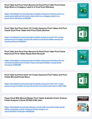 Excel Pivot Tables Charts A Step By Step Visual Guide Wright | PDF