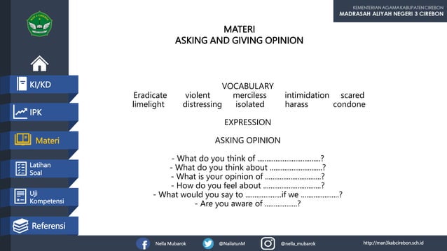 Materi Pembelajaran Giving and asking opinion powerpoint | PPT