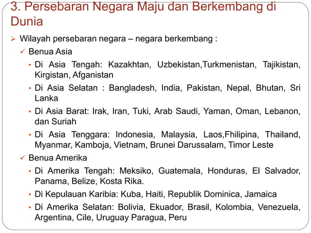 karakteristik dan persebaran negara maju dan berkembang | PPT