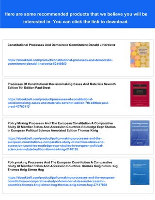 Constitutional Processes And Democratic Commitment Donald L Horowitz | PDF