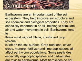 role of earthworm in soil fertility | PPTX
