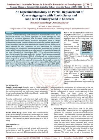 An Experimental Study on Partial Replacement of Coarse Aggregate with Plastic Scrap and Sand ...