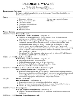 DEBORAH L WEAVER Resume 3 | PDF