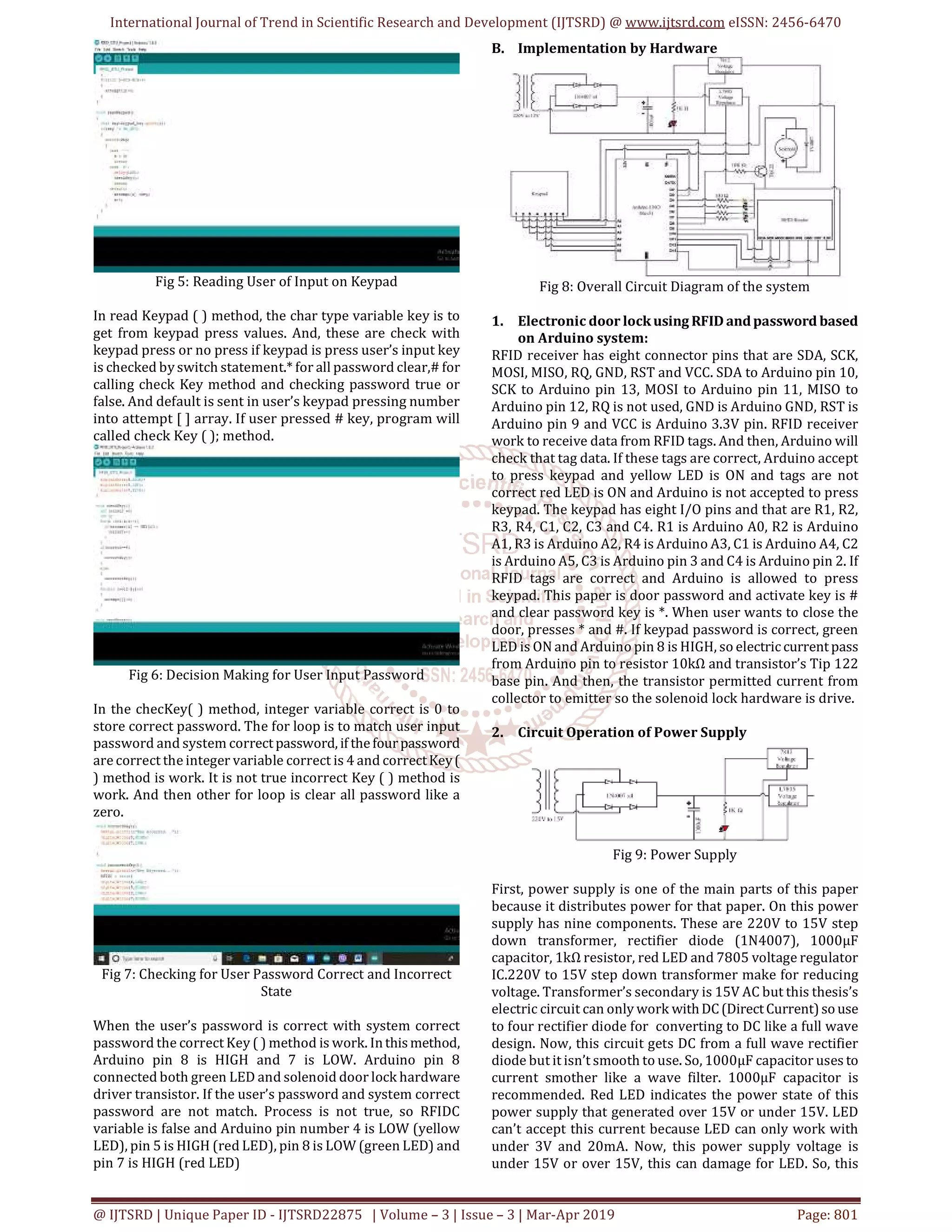 Electronic Door Lock using RFID and Password Based on Arduino | PDF