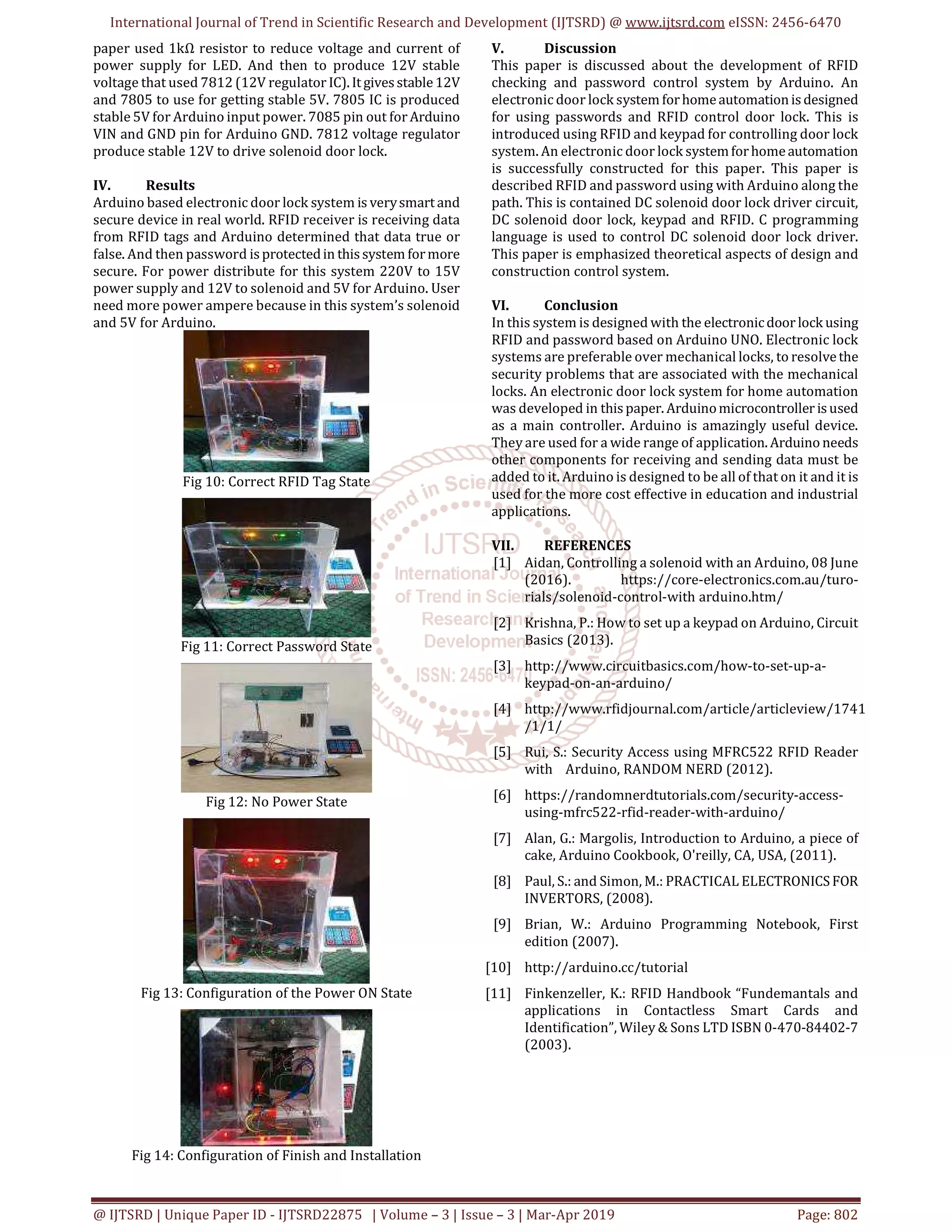 Electronic Door Lock using RFID and Password Based on Arduino | PDF
