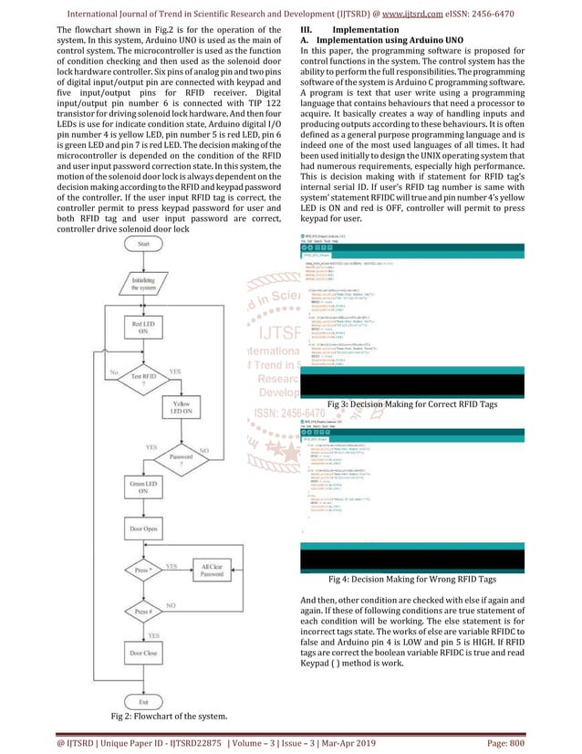 Electronic Door Lock using RFID and Password Based on Arduino | PDF