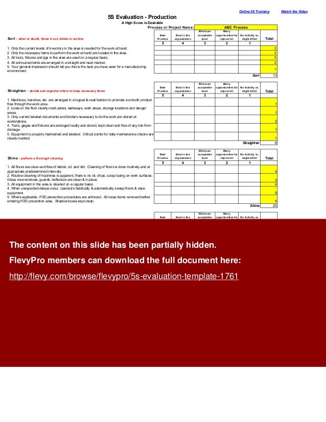 5S Evaluation Template