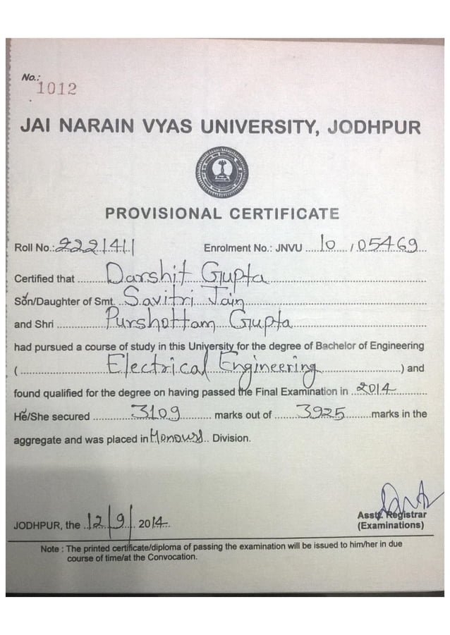 Provisional Degree | PDF