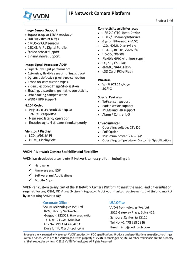 VVDN-IP_Camera_Platform_ODM-A0-02 | PDF