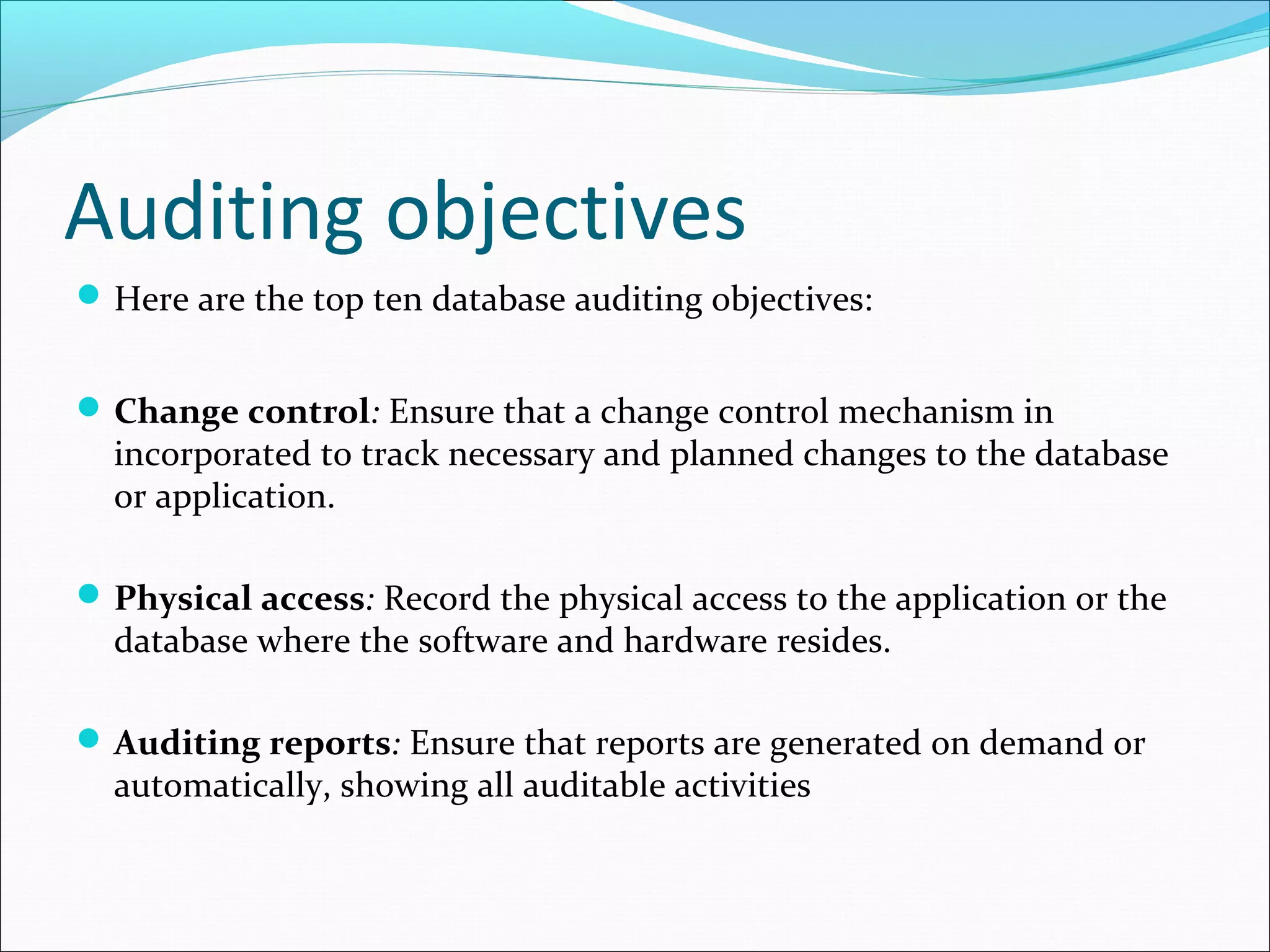 Database auditing models | PPT