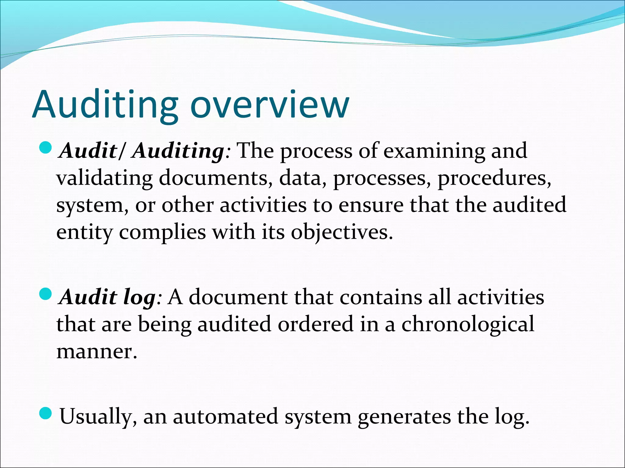 Database auditing models | PPT