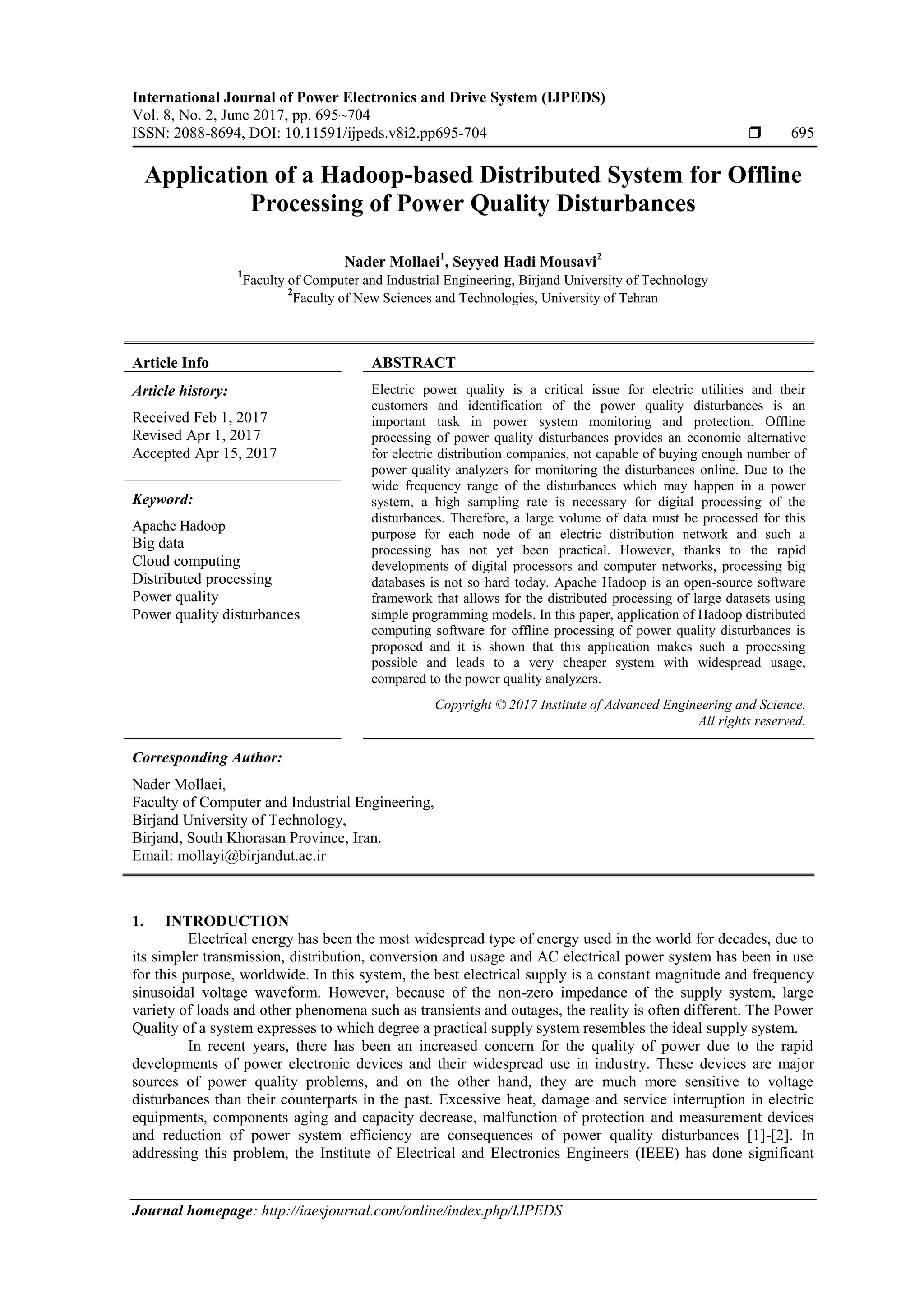 Application Of A Hadoop Based Distributed System For Offline Processing