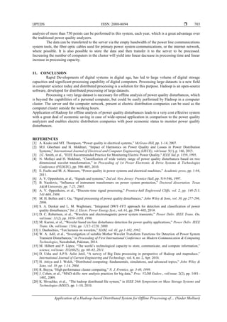 Application of a Hadoop-based Distributed System for Offline Processing of Power Quality ...