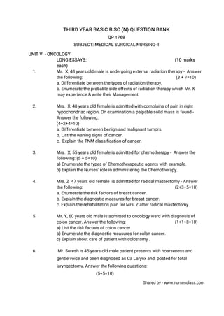 3RD YEAR B.SC NURSING 2024 BLUEPRINT QUESTION BANK MEDICAL SURGICAL ...