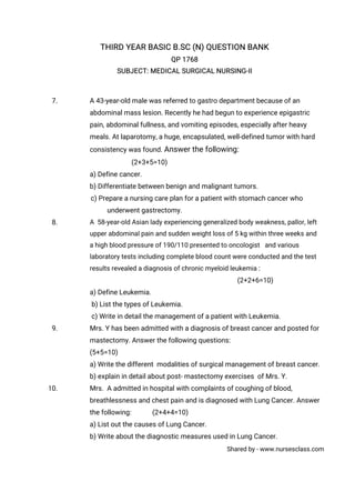 3RD YEAR B.SC NURSING 2024 BLUEPRINT QUESTION BANK MEDICAL SURGICAL ...
