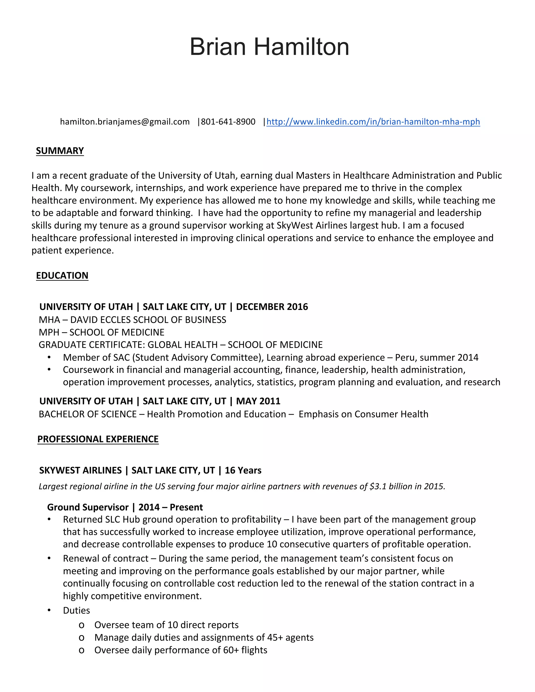 Brian Hamilton Resume | PDF