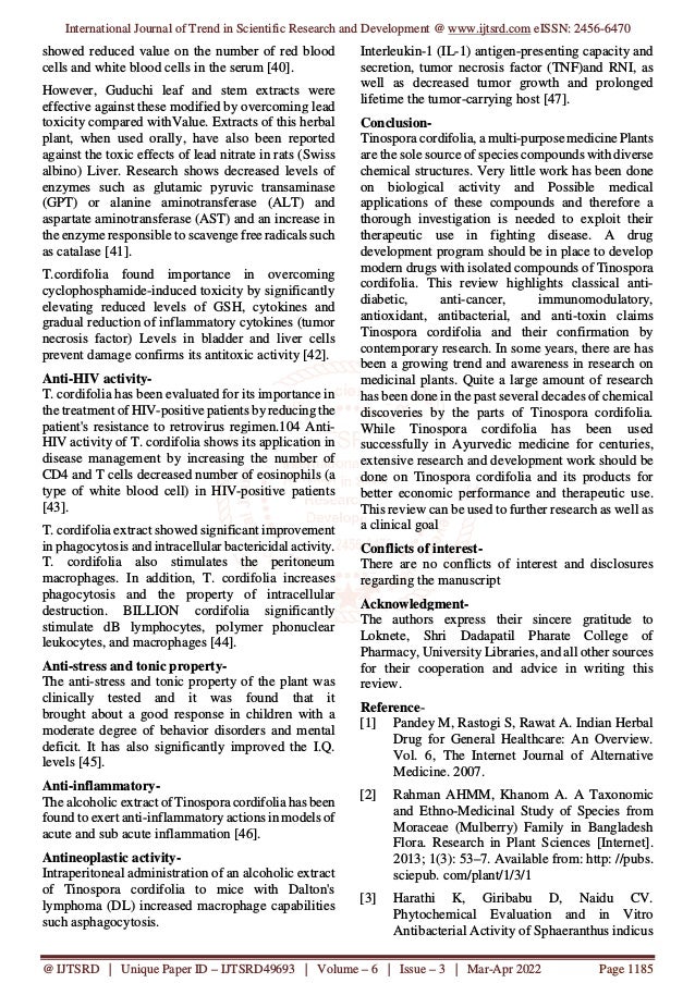 An Overview of Tinospora Cordifolia’s Chemical Constituents and Pharmacological Properties | PDF