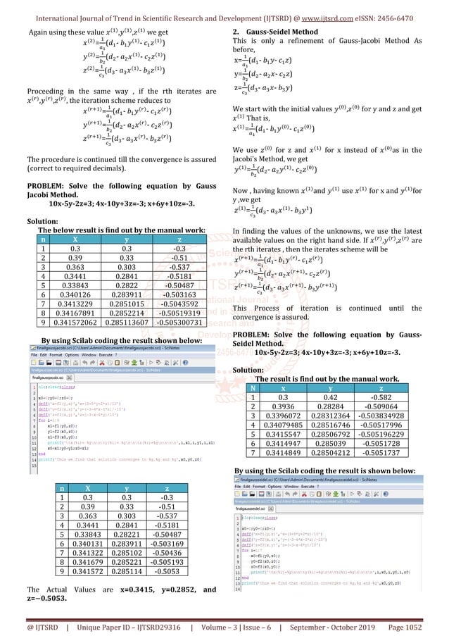 Comparison of Gauss Jacobi Method and Gauss Seidel Method using Scilab | PDF