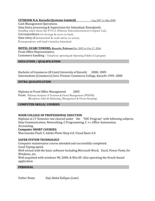 KHALID RAFIQUE CV | DOC | Business | Business and Finance