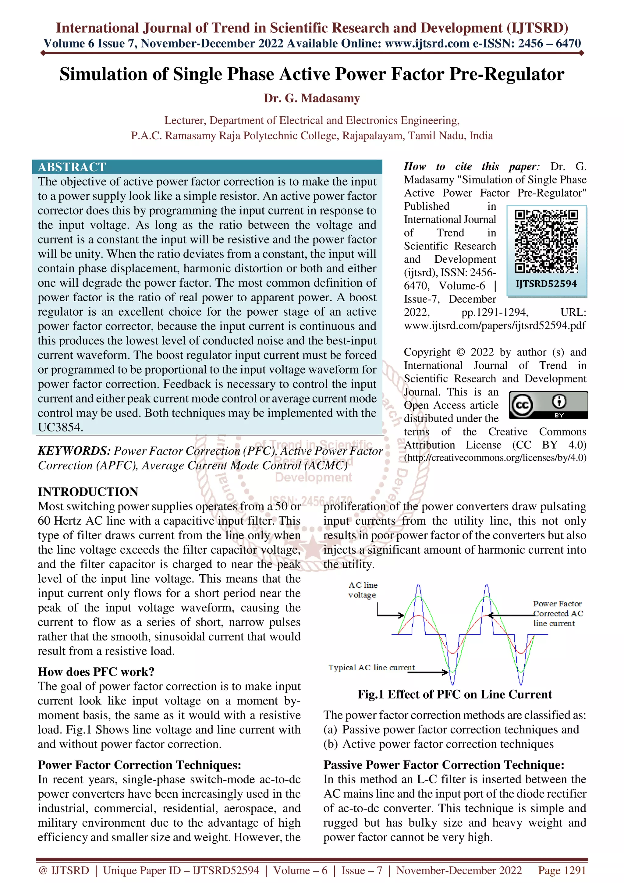 Simulation of Single Phase Active Power Factor Pre Regulator | PDF