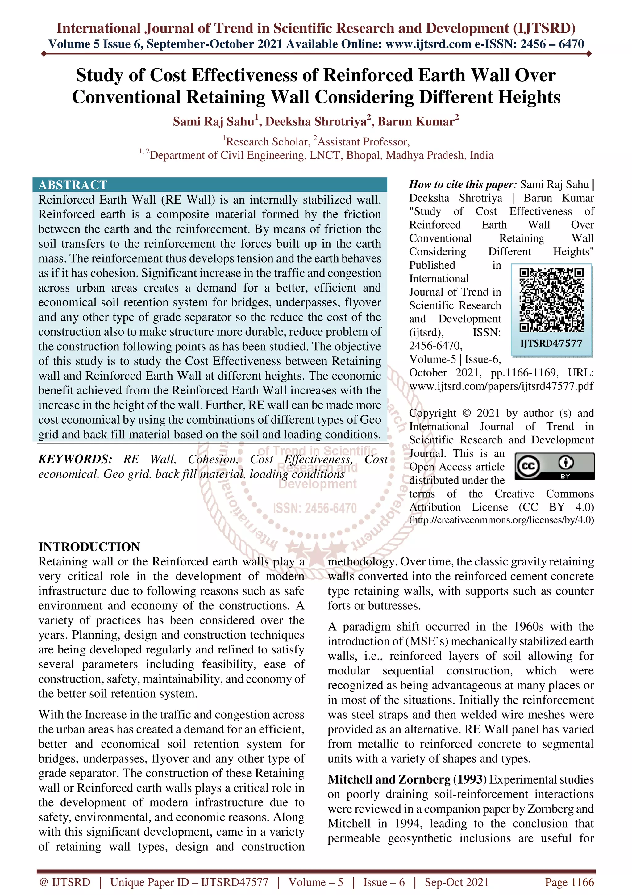 Study of Cost Effectiveness of Reinforced Earth Wall Over Conventional ...