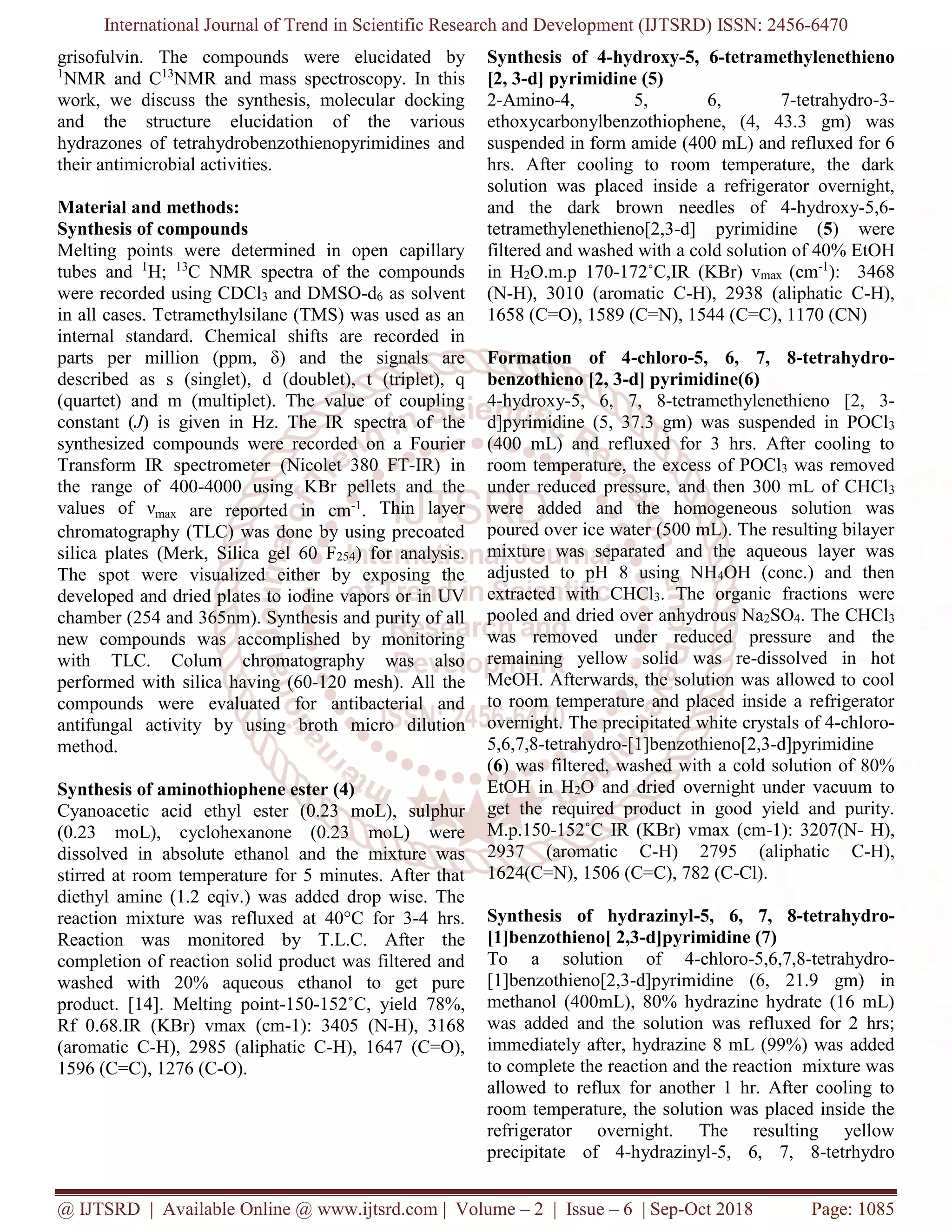 Synthesis, Molecular Docking and Antimicrobial Evaluation of New Tetrahydrobenzothienopyrimidine ...
