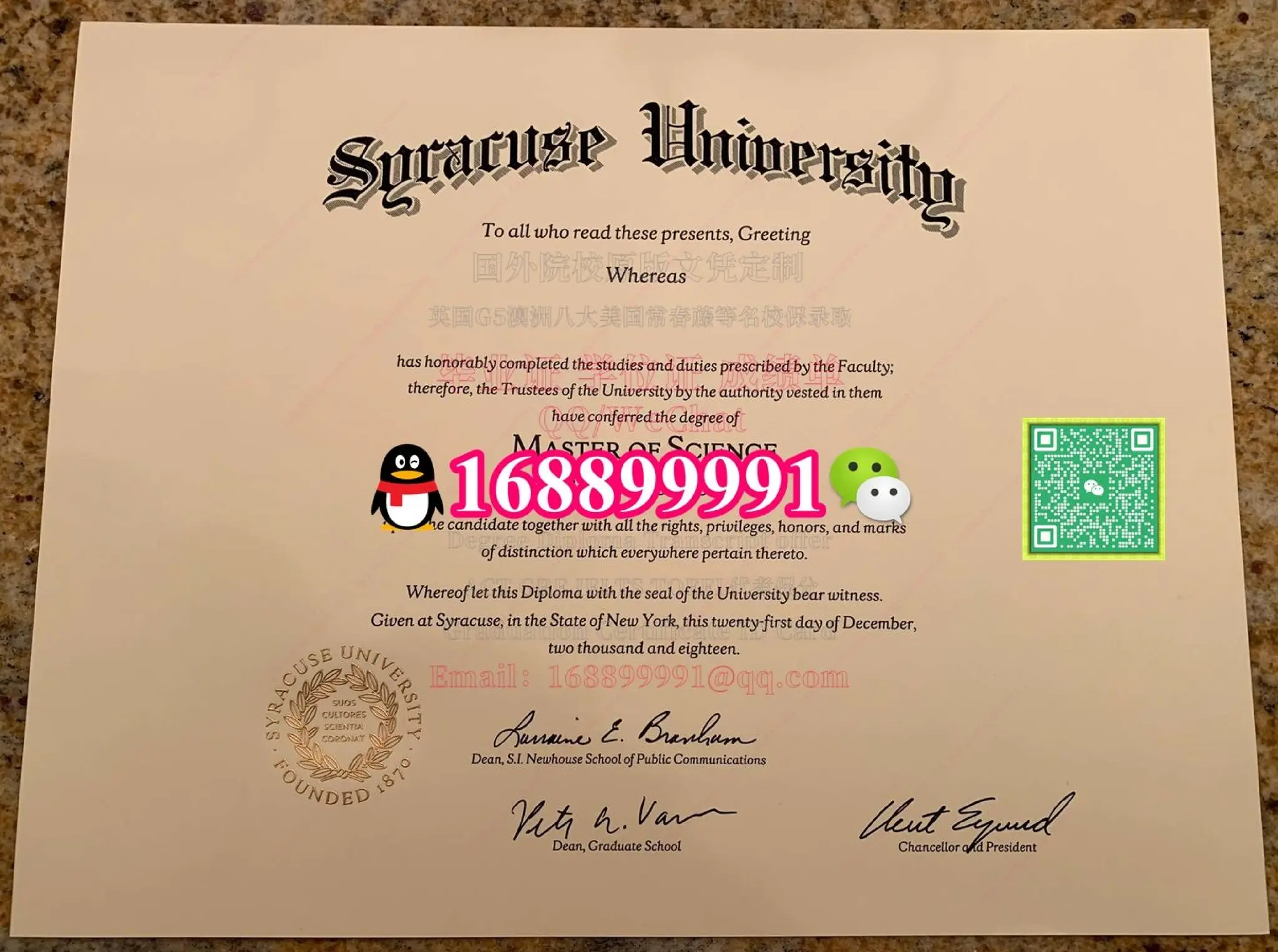 Syracuse University degree offer diploma Transcript | PDF